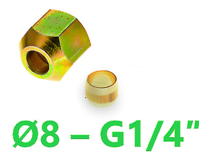 4 X Écrous Et Olives 8mm – G1/4 " pour 8mm Cuivre, Ou Tuyau Flexible ...