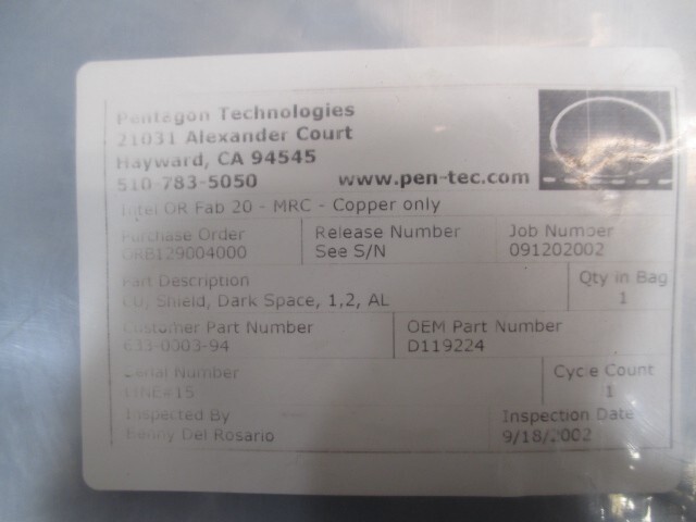 Pentagon Technologies D119224 ,CU Dark Space Shield, 1,2,AL, 114862 | eBay