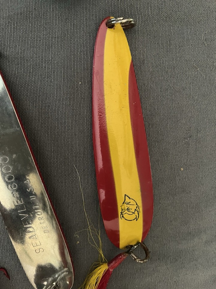 Vintage Fishing Spoon Jig Lot Huskie Pike Tony Accetta -Copy Cat -Red ...