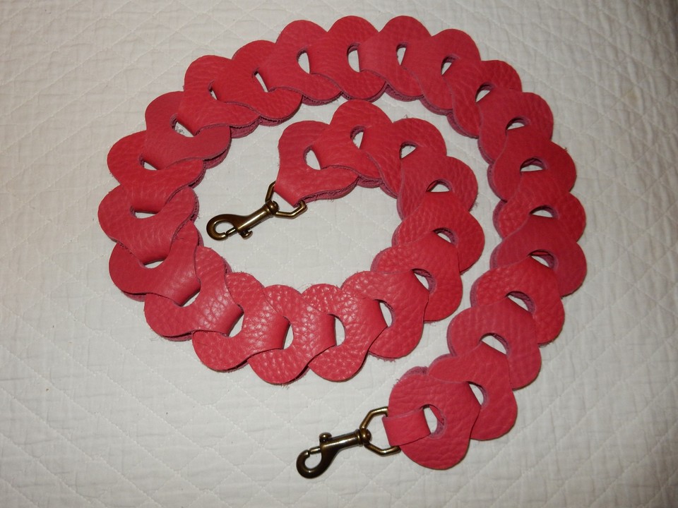 Go Forth Goods Pink Oval Pebbled Leather Link Purse Bag Strap - Made in ...