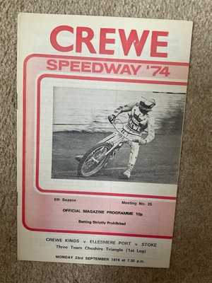 Crewe v Ellesmere Port 23/9/1974 Speedway Programme | eBay UK
