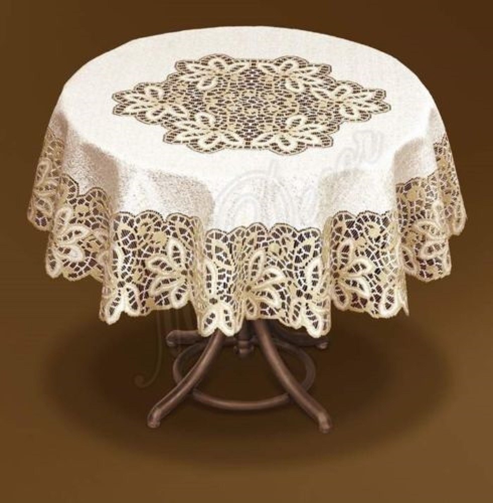 Polyester Lace Tablecloths 80" Round White Lace Tablecloth | Oriental