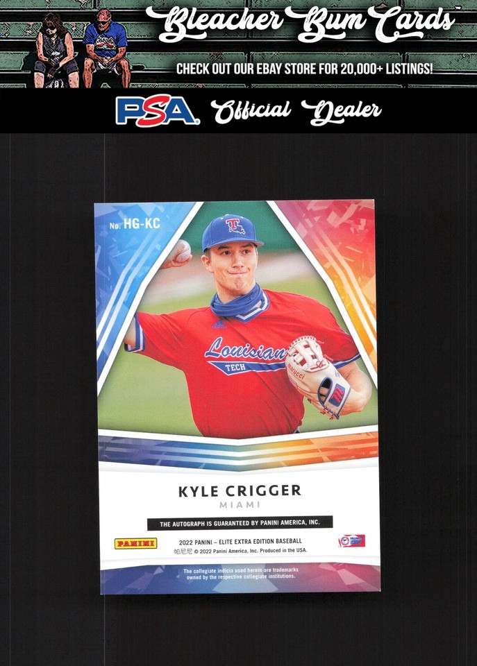 2022 Panini Elite Extra Edition HG-KC Kyle Crigger Hidden Gems Auto ...