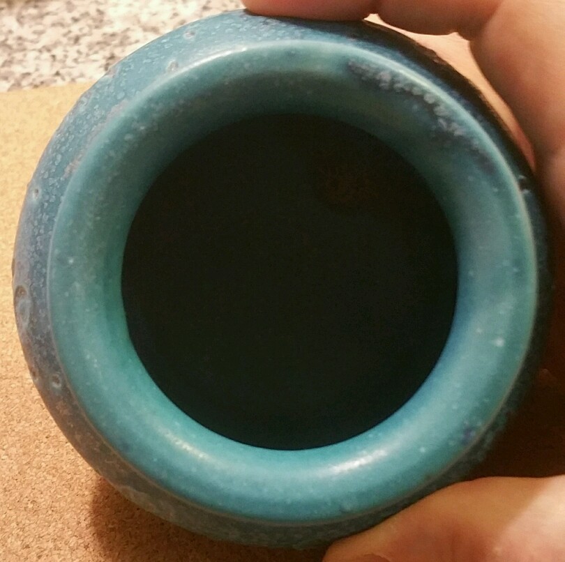 Maine Pottery Hand Made Vase Arrowsic Island Pottery Turquoise sgd. V ...