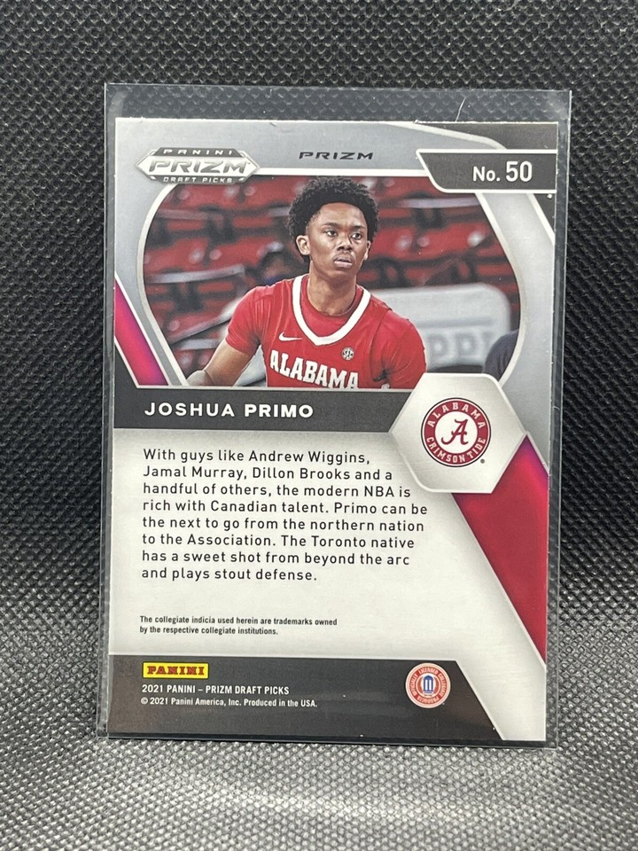 JOSHUA PRIMO RC 2021-22 Pamini Prizm Draft Picks Red Ice #50 ROOKIE NBA ...