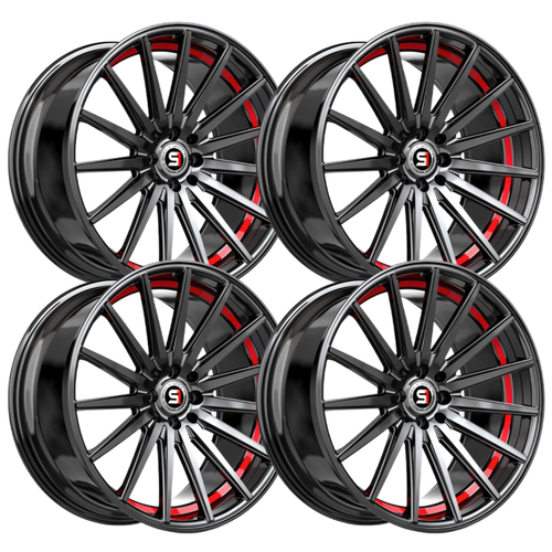 (Set-4) Spec-1 SP-69 17x7.5 4x100/4x114.3 42mm Black Red wheels rims 17 ...