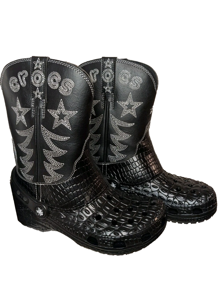 Crocs Black Classic Cowboy Boot Croctober 2023 Limited Edition M5 W7 ...