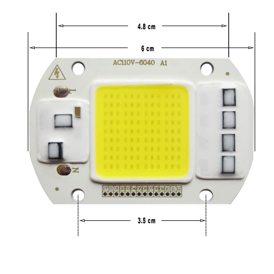 Tesfish 2PCS LED COB Chip 50W 110V White Light Engine Integrated Smart ...