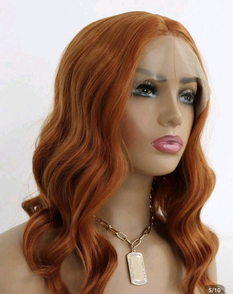 GINGER AUBURN ORANGE SHORT SYNETHIC CURLY BOB LACE FRONT WIG | eBay UK