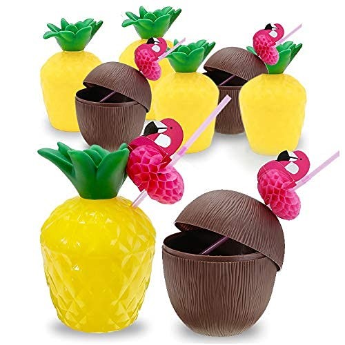 Pineapple Drink Cups Coconut Cups 12PCS Luau Party Decorations ...