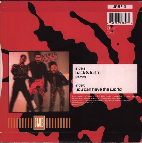 Cameo (Funk Group) Back and Forth 7" vinyl UK Club 1987 - pic sleeve has light | eBay