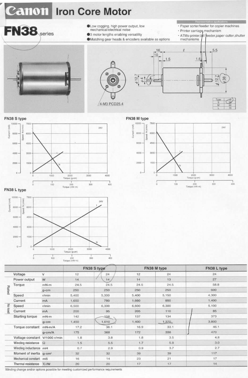 4 Canon Precision 7 pole DC motor 24V FN38 series . Japan. | eBay