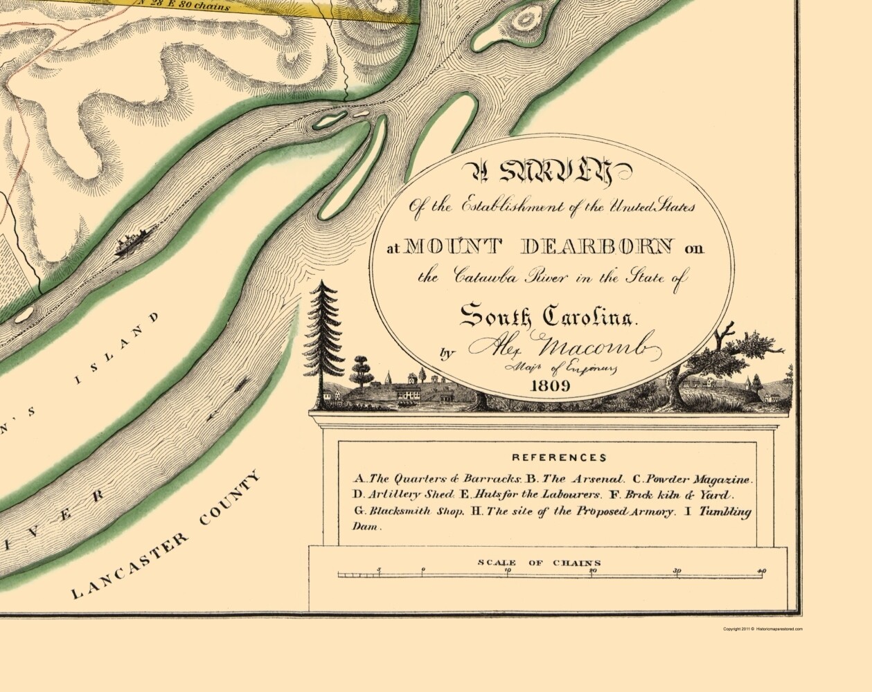 Historic State Map - Mount Dearborn South Carolina - Macomb 1809 - 23 x ...