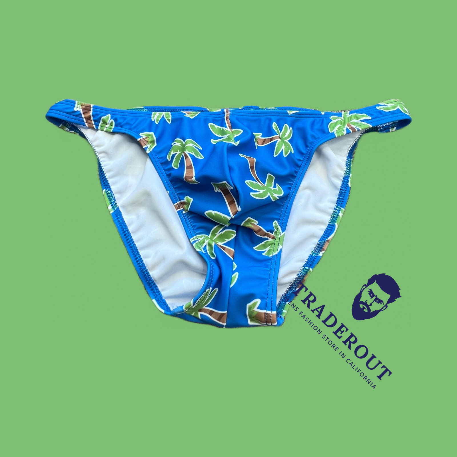 AussieBum Mens Blue palm tree contour pouch Swim bikini Swimwear Size S ...