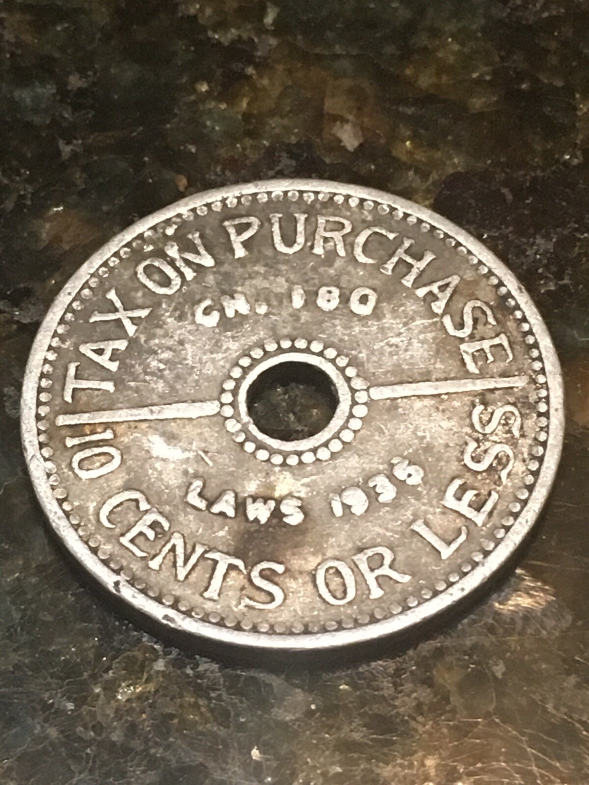 1935 Washington State Tax Token 10 “Cents Or Less” Laws Chip Die Error ...