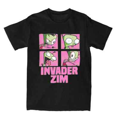 Invaders Zims Black Anime Cartoon Men Women's T Shirts Merch Vintage ...