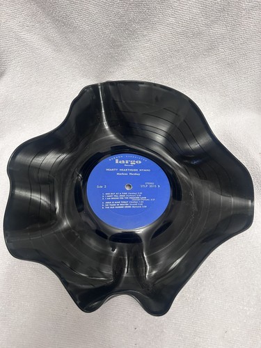 Upcycled Vtg melted vinyl record bowl, pot, planter, tray, art craft ...