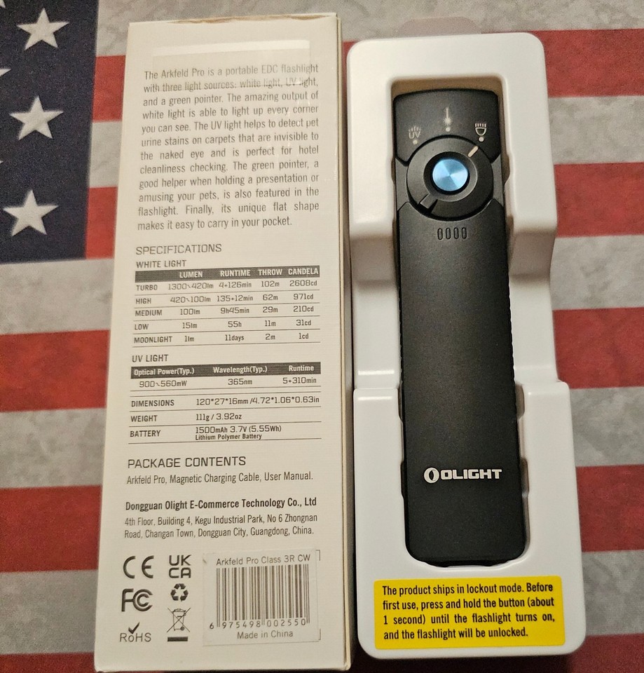 OLIGHT Arkfeld Pro Flat EDC Flashlight Pocket with LED Light, UV and ...