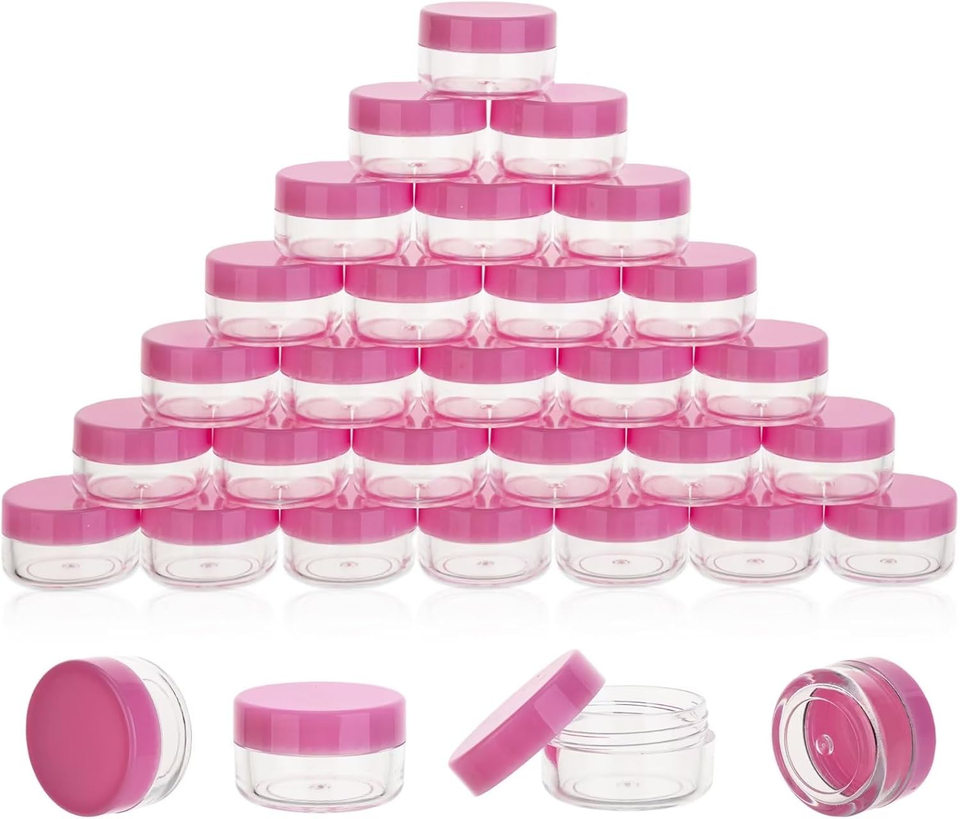 50 Count 5 Gram Sample Containers, Clear Lip Balm Containers with Lids ...
