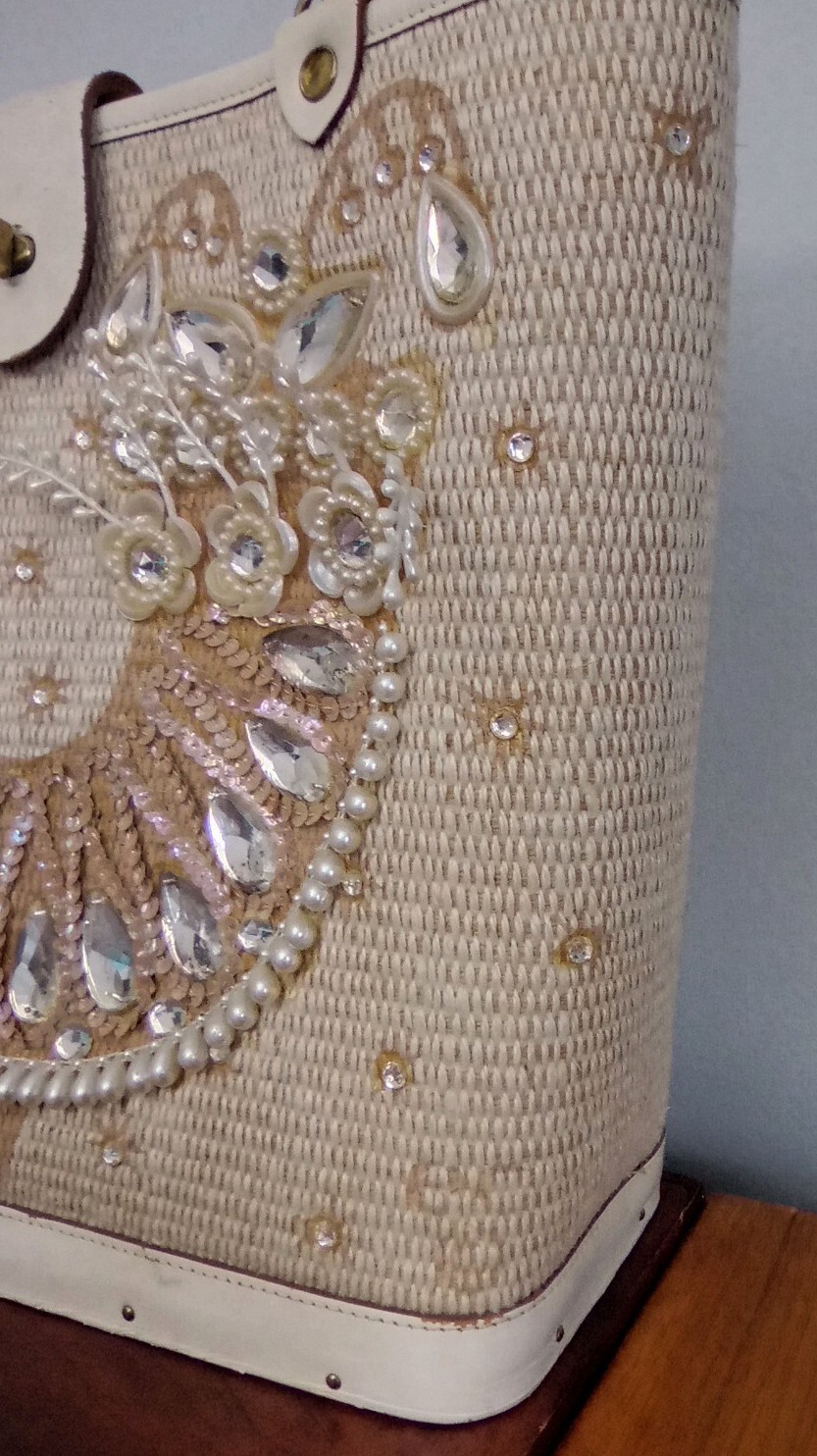 Rare Enid Collins Fine Feathers Peacock Bird Jeweled Handbag Purse | eBay