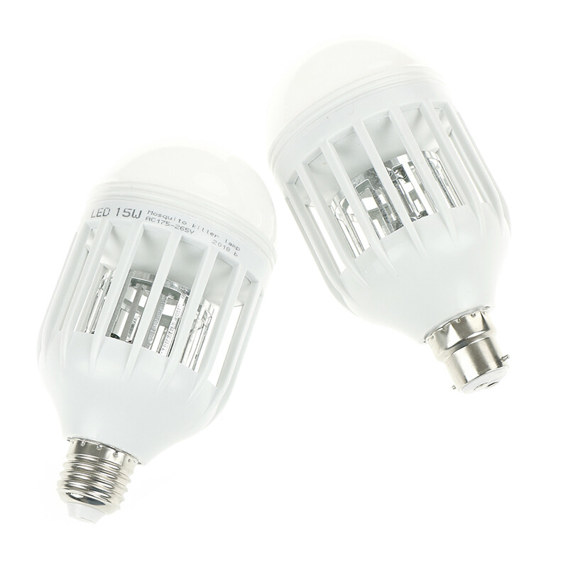 Led Bulb E27/B22 15W Anti-Mosquito Insect Zapper Flying Moths Killer ...