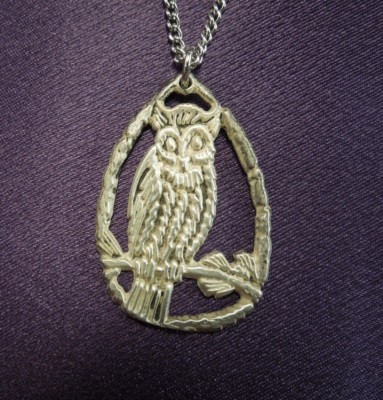 Sterling Silver Owl TSG Charm Pendant w/ Silver Tone Necklace | eBay