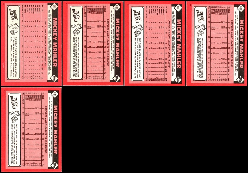 Topps Traded Mickey Mahler (5) Card Lot - ONLY MINUTES LEFT – THIS IS ...