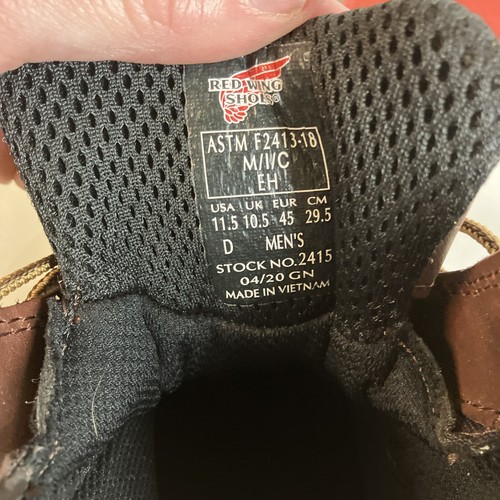 NEW Red Wing Leather Boots Style 2415 Men’s 11.5 D Toe Waterproof Brown ...