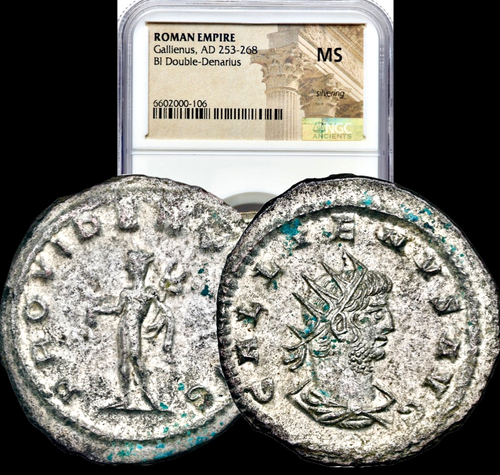 Ultra PQ 253-268 AD Gallienus Ancient Roman BI Db Denarius Coin NGC MS ...