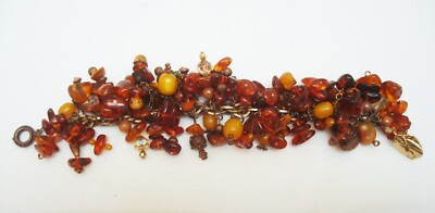 Amber Butterscotch Amber Copal Glass Bead Chunky Cha Cha Charm Bracelet ...