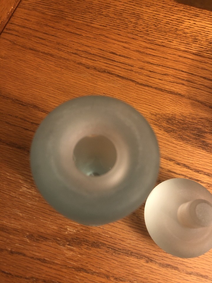 Robert Deeble Signed Nouveau Art Glass Frosted Blue Perfume Bottle 5.75 ...