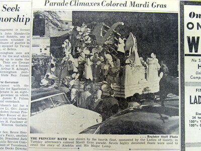 1954 newspaper Racial Segregated MOBILE Alabama COLORED MARDI GRAS w ...