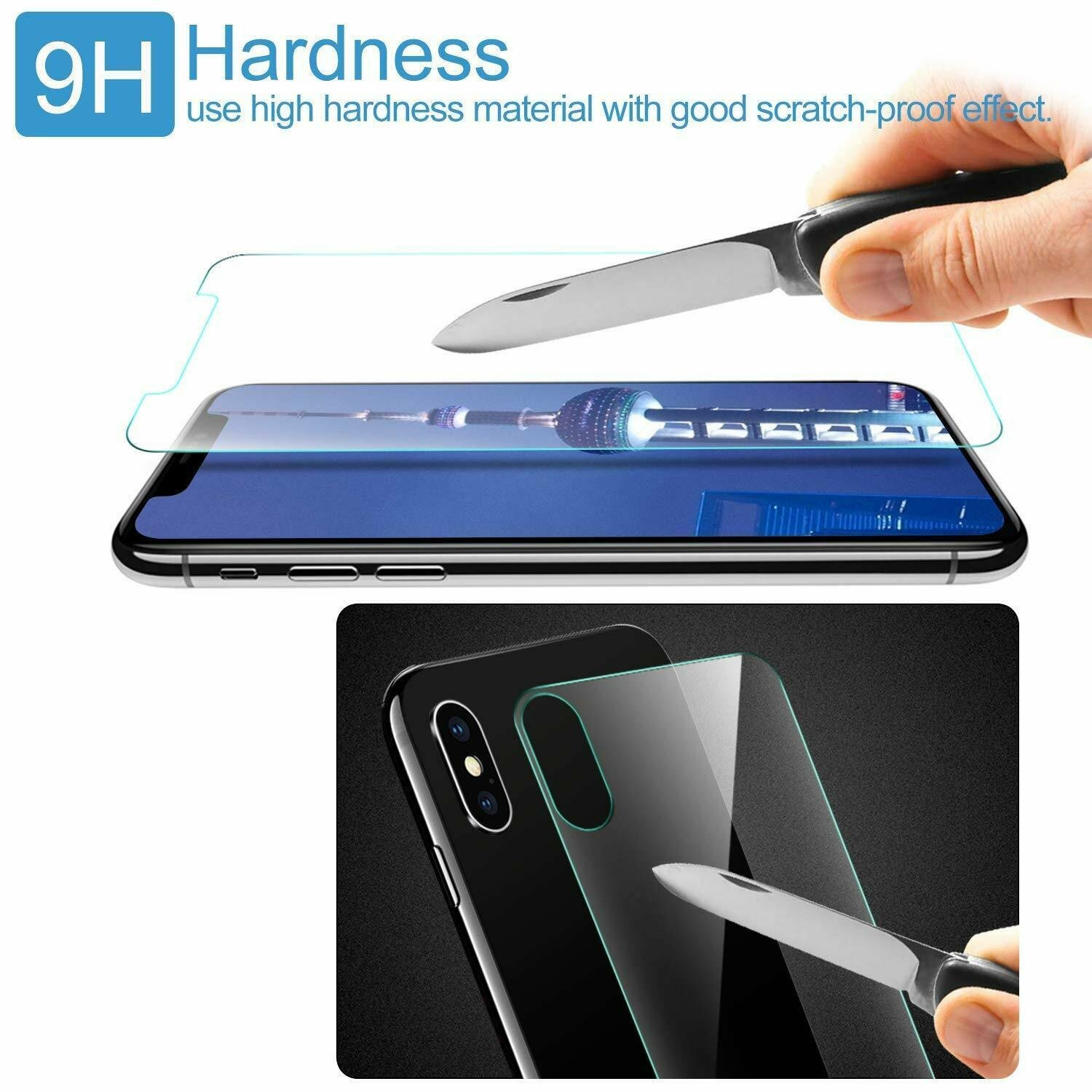 Front Back Full Tempered Glass Screen Protector For Apple iPhone X XR ...