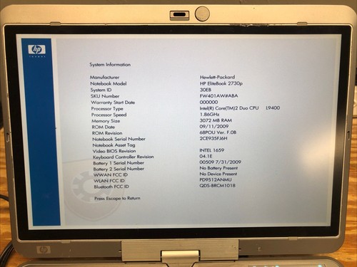 HP EliteBook 2730p 12.1" Matte Touch LCD Complete Assembly | eBay