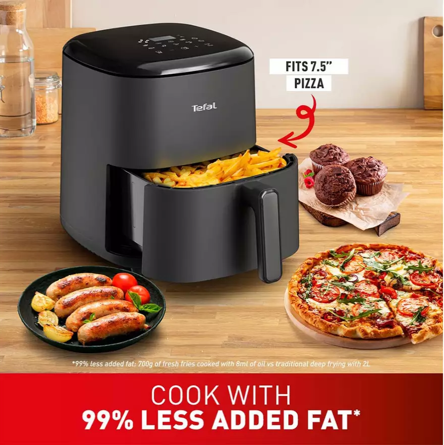 Tefal EY245B40 Air Fryer Digital 5L Easy Fry Max Quick Cook 1500W Grey ...