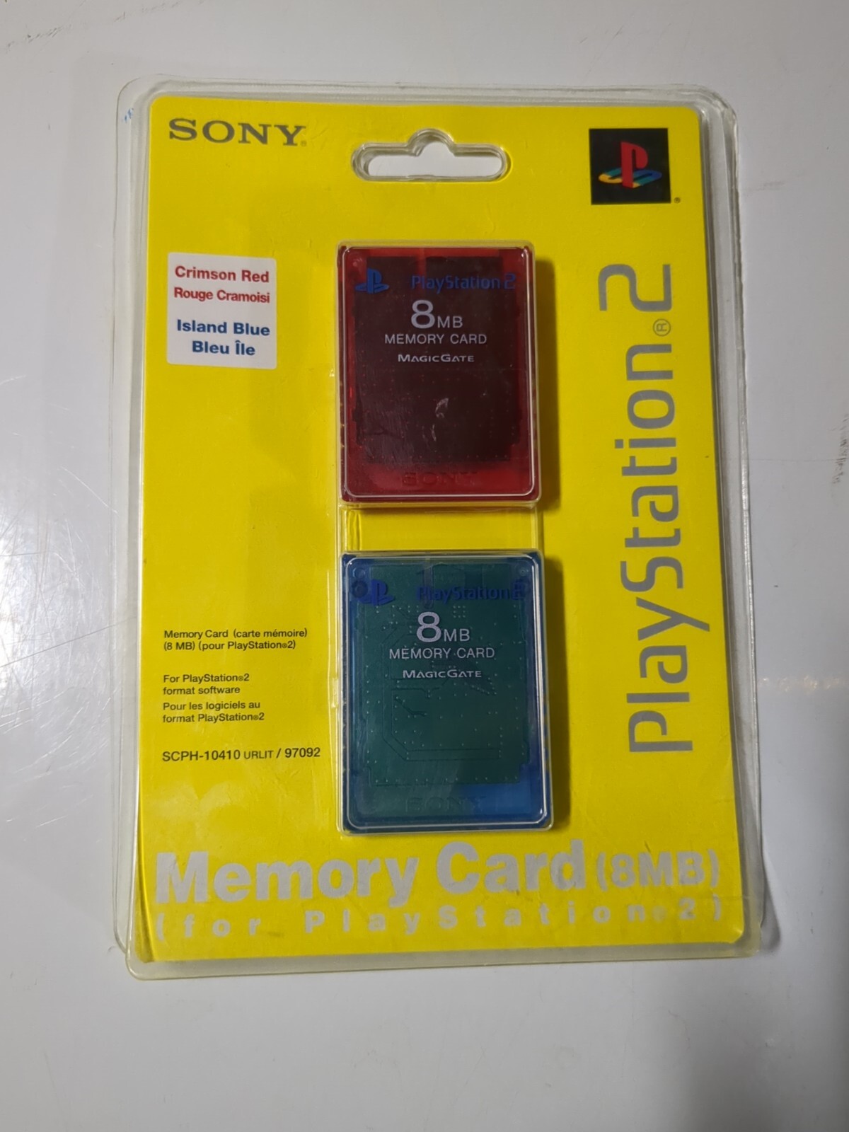Authentic Sony Memory Card 8MB 2 Pack Red Blue PlayStation 2 PS2 Sealed ...