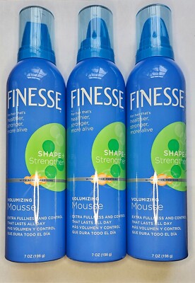 3PK FINESSE VOLUMIZING MOUSSE EXTRA FULLNESS CONTROL LAST ALL DAY 7 OZ ...