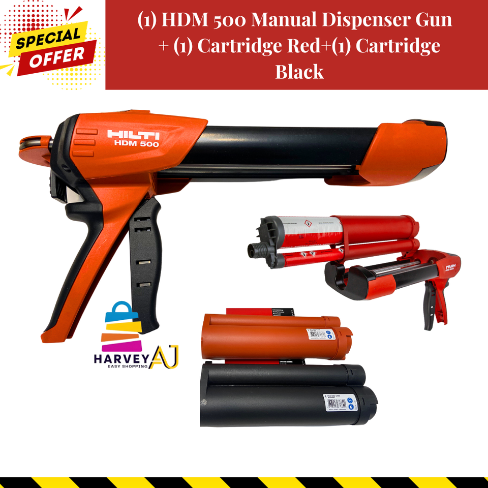 HILTI HDM 500 Manual Adhesive Epoxy Dispenser Gun+2 Cartridge Red,Black ...