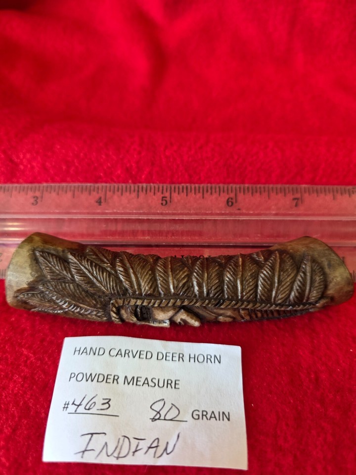 black powder measure, Mountain man, muzzleloader, hand carved deer horn ...