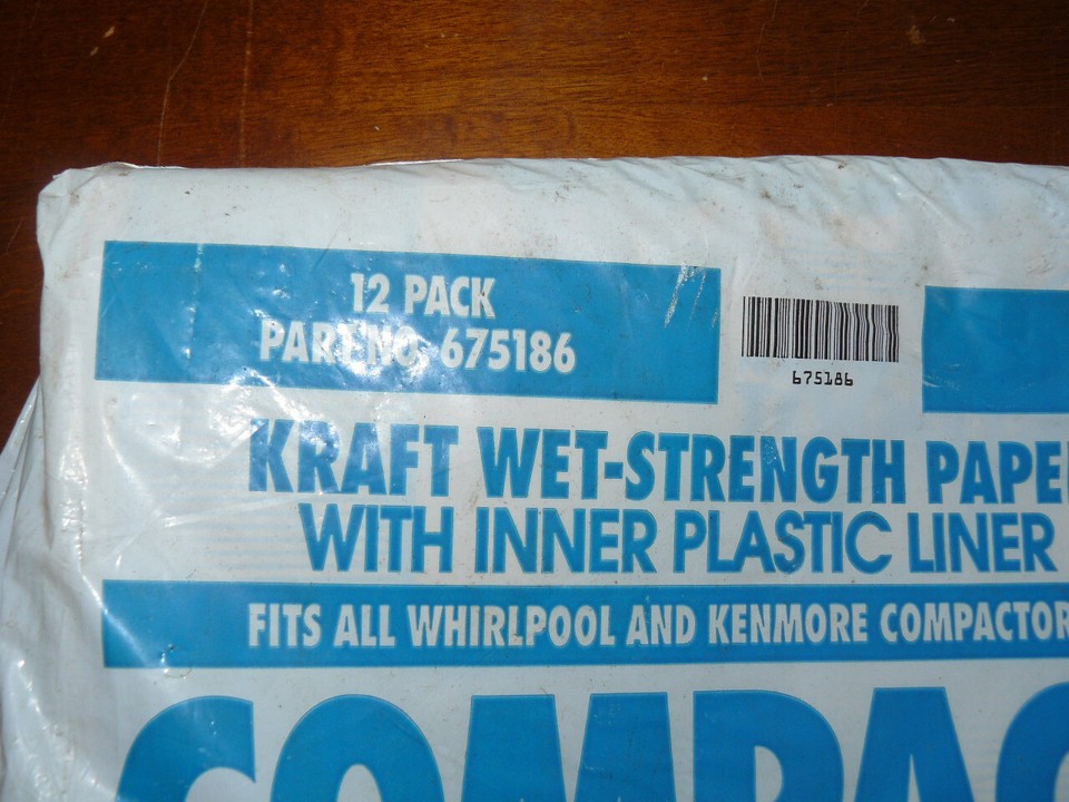 Trash Compactor Bags 675186 For Whirlpool Sears 12 Pack NEW OLD STOCK ...