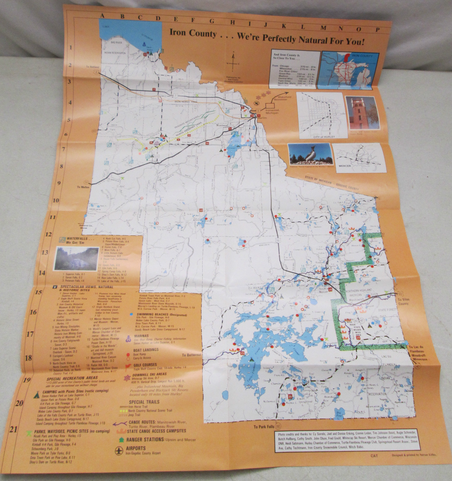 Vintage Iron County Wisconsin Map Brochure Big Snow Country Perfectly ...