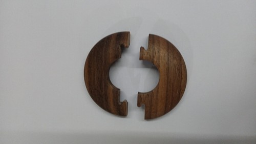 2 x low profile radiator wood pipe covers walnut lacquered rosette pipe ...