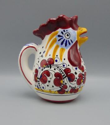 Deruta Rooster Pitcher Ornament Hand Painted in Italy 6" Pottery Red ...