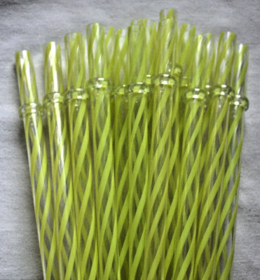 Reusable Replacement Straws Swirly Yellow Plastic Acrylic 9” with Rings ...
