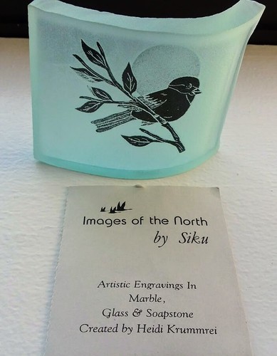 Vintage SIKU Canada Etched Finch Black Bird Art Glass Paperweight ...