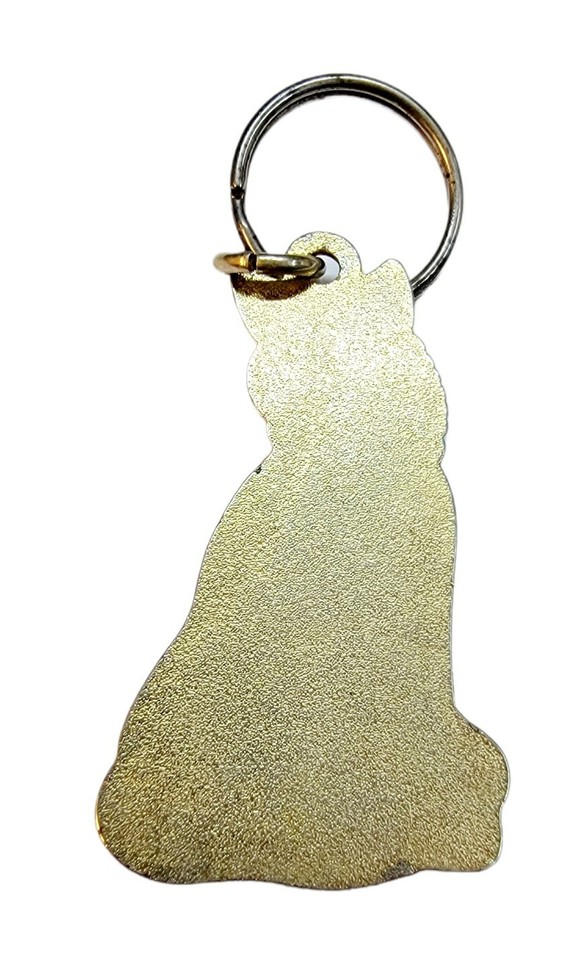 Cat + Kitten Keychain Vintage Goldtone Metal Mom+Baby Kitty Keyring ...