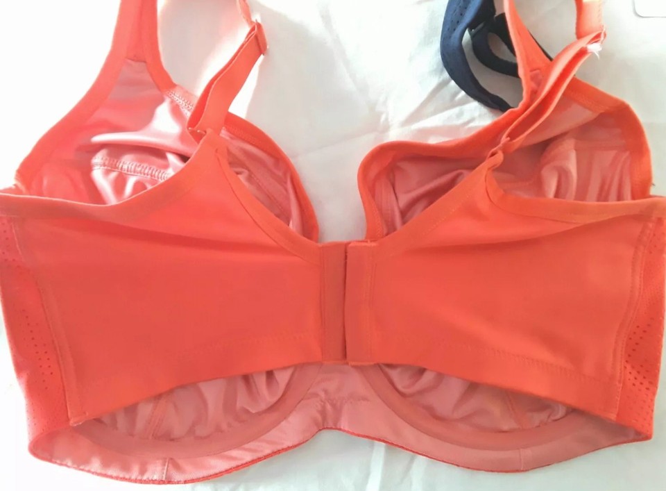 M & S Navy / Bright Coral 2 Pack Good Move High Impact Sports Bra BNWT ...