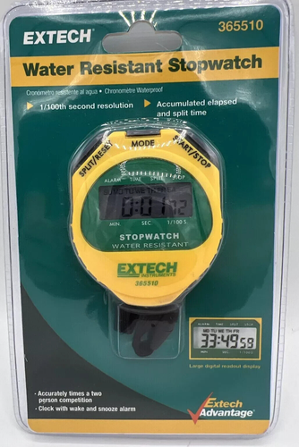 Extech 365510 Digital Stopwatch w/Neckstrap Water Resistant Large LCD ...