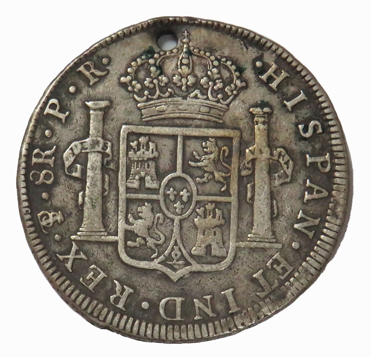 1794 PTS PR SILVER BOLIVIA 8 REALES CHARLES IV COIN POTOSI MINT *HOLED ...
