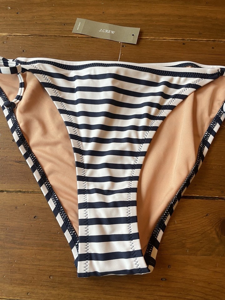 NWT JCrew Bikini String hipster bikini bottom in Navy stripe Medium ...